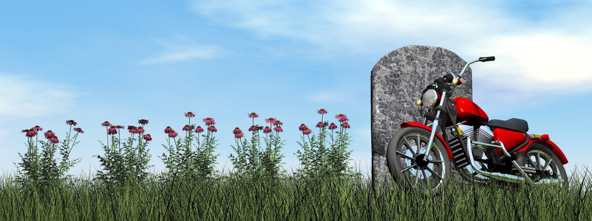 headstone-motorcycle-flowers - Tell Your Story with Evalogue.Life